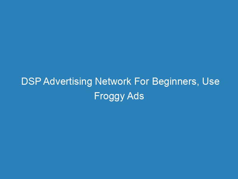 Best DSP Advertising Network For Beginners, Use Froggy
