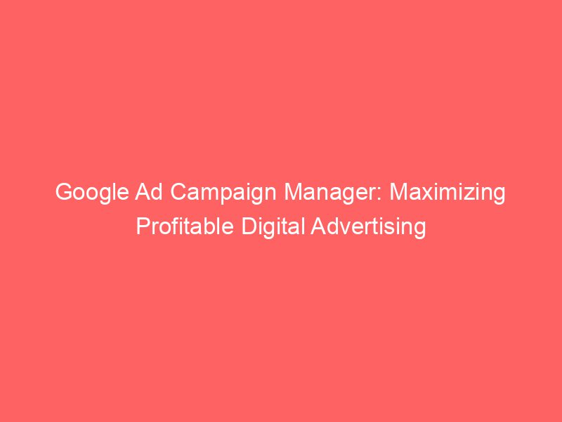 #1 Google Ad Campaign Manager: Maximizing Profitable Digital ...