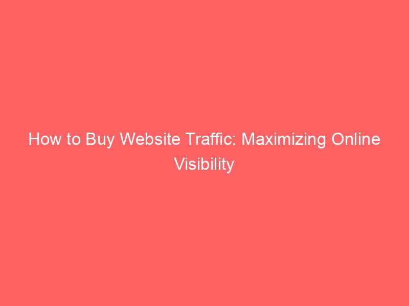 How To Buy Website Traffic: Maximizing Online Visibility - Froggy Ads