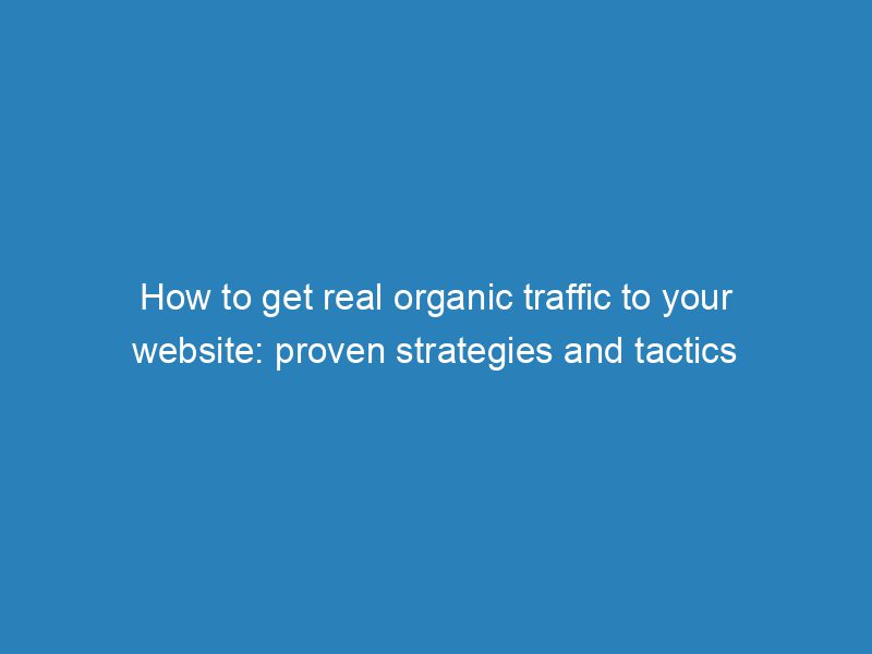 How To Get Real Organic Traffic To Your Website: Proven Strategies And Tactics - Froggy Ads