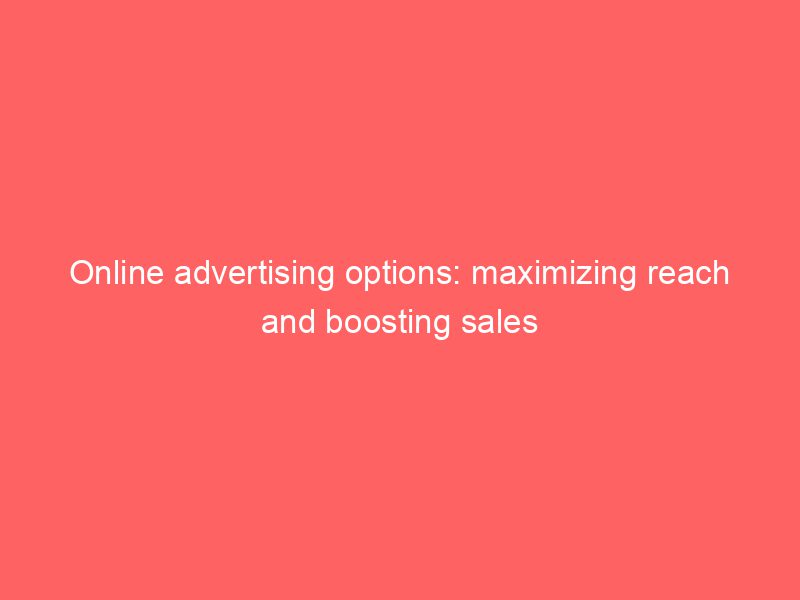 Online Advertising Options: Maximizing Reach And Boosting Sales ...