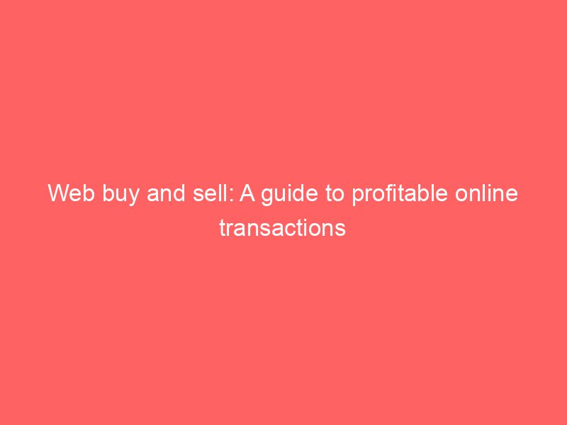 Web Buy And Sell: A Guide To Profitable Online Transactions - FroggyAds