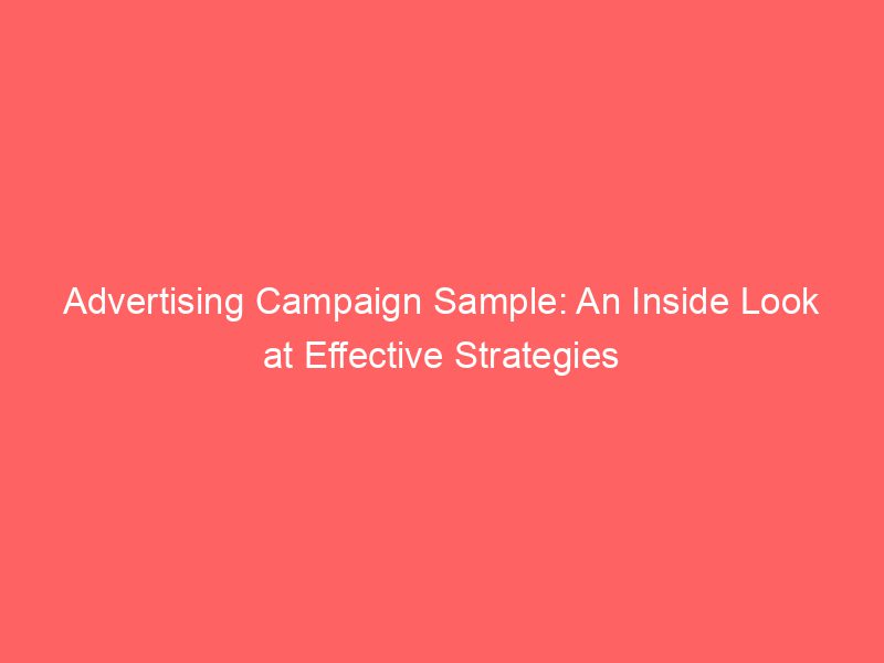 Best Advertising Campaign Sample: An Inside Look at