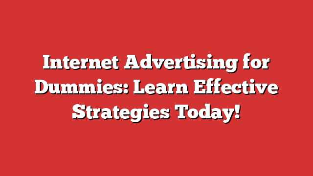 Internet Advertising For Dummies: Learn Effective Strategies Today ...